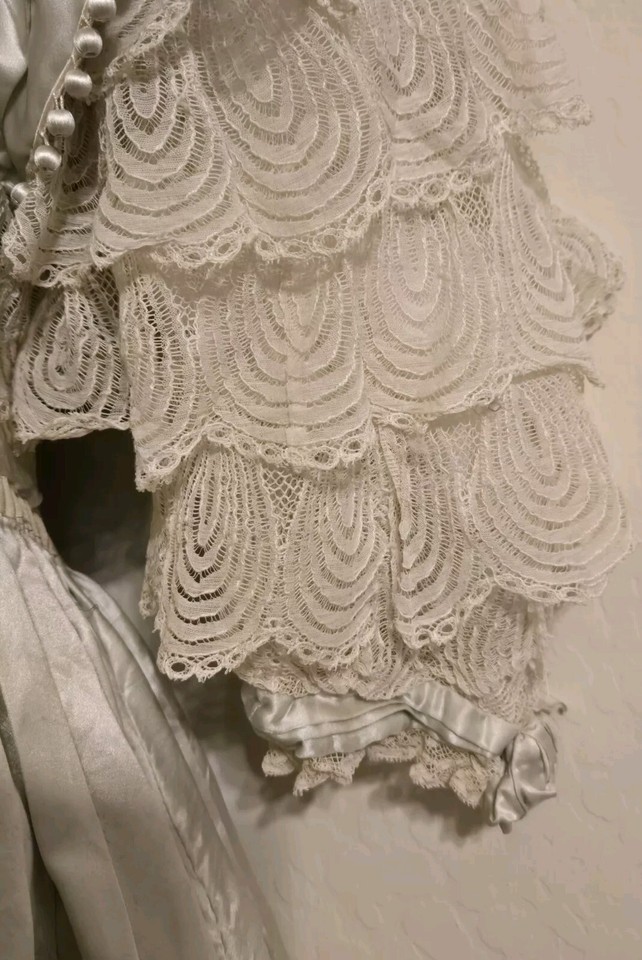 Edwardian Pale Blue Silk Lace Tassel Trim Gown | eBay