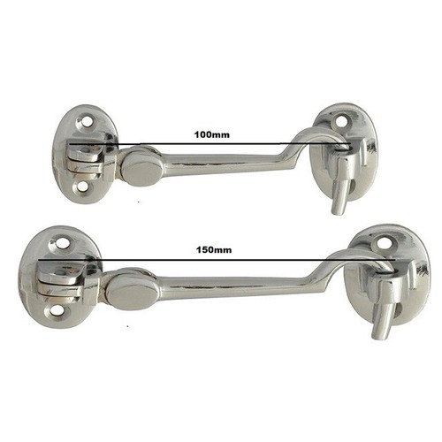Polished Chrome Cabin Hook-100mm or 150mm (4" or 6") gate or door hook ...