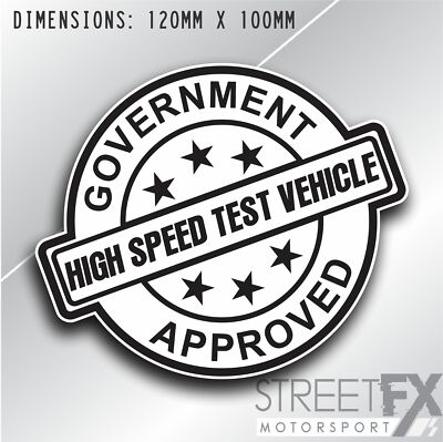 Government High Speed Test Vehicle Sticker Decal V8 Speed Hoon Turbo ...