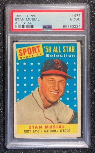 1958 Topps All-Star Stan Musial #476 St. Louis Cardinals (24x AS/HOF ...