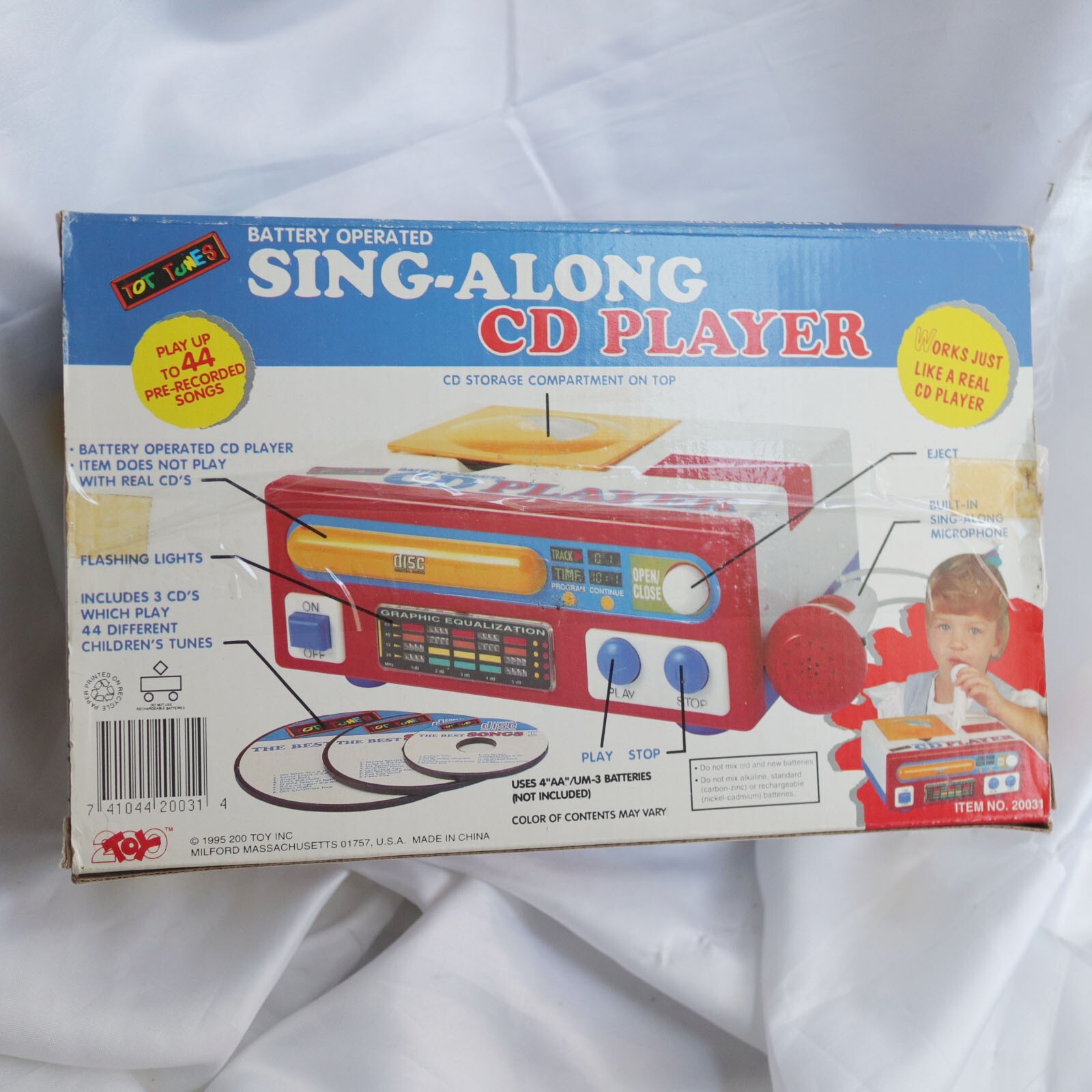 Vintage TOY 200 Kids Sing-A-Long CD Player Microphone Battery Operated ...