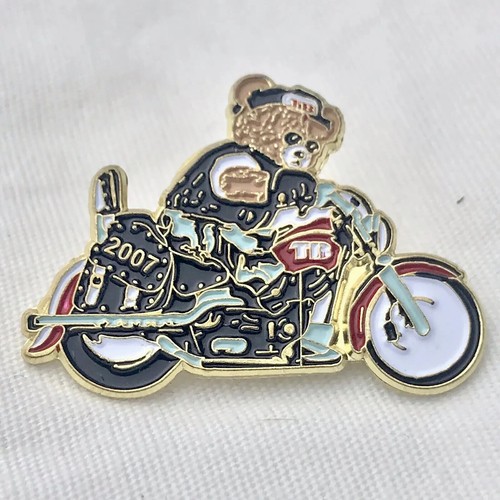 Biker Teddy Bear Riding Motorcycle Gold Tone Enamel Pin Brooch | eBay