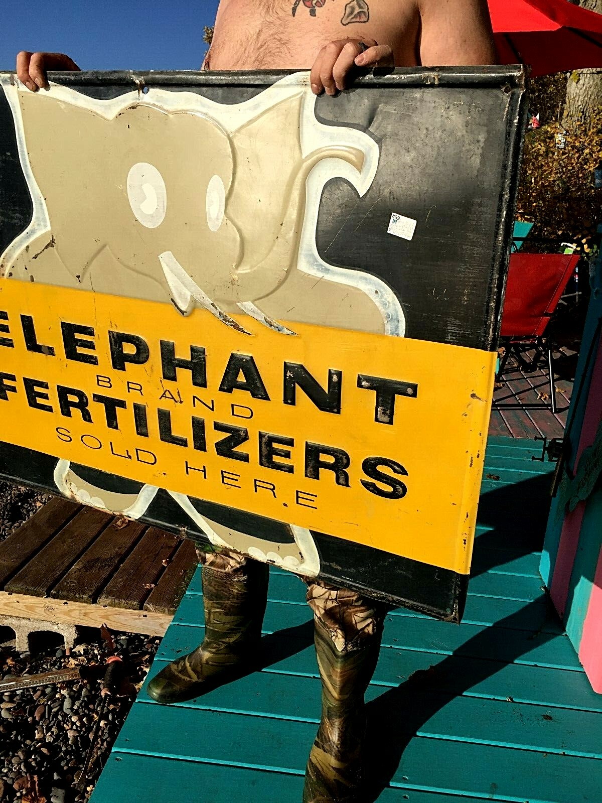 Vintage LG Metal Elephant Fertilizers Farm Ranch Feed Seed Sign 40X30 ...