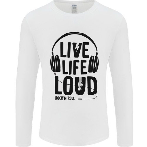 Live Life Loud Rock N Rotolo Chitarra Musica da Uomo Manica Lunga T ...
