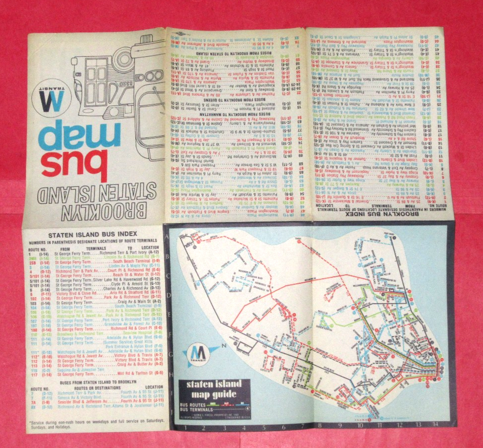 Brooklyn Staten Island Bus Map 1969 | eBay