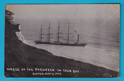 1910 Original Real Photo Postcard Sailing Ship WRECK of the PREUSSEN ...