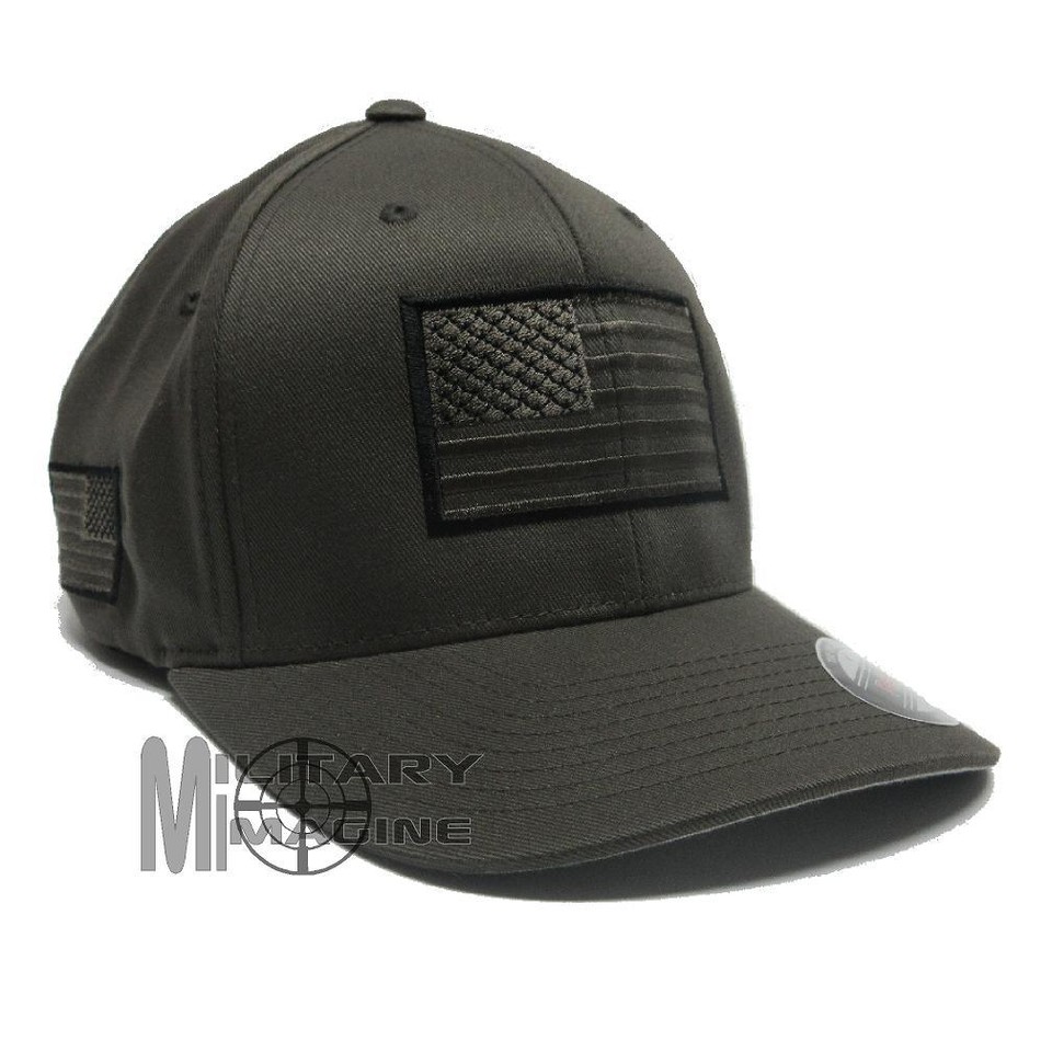 USA American Flexfit Brushed Tactical Cap Military Army small US Flag ...