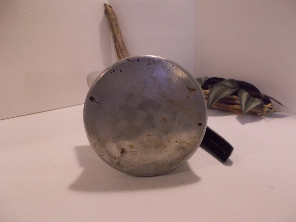 Vintage Aluminum 2 Cup Camping Rustic Coffee Pot w Handle Glass Top Lid ...