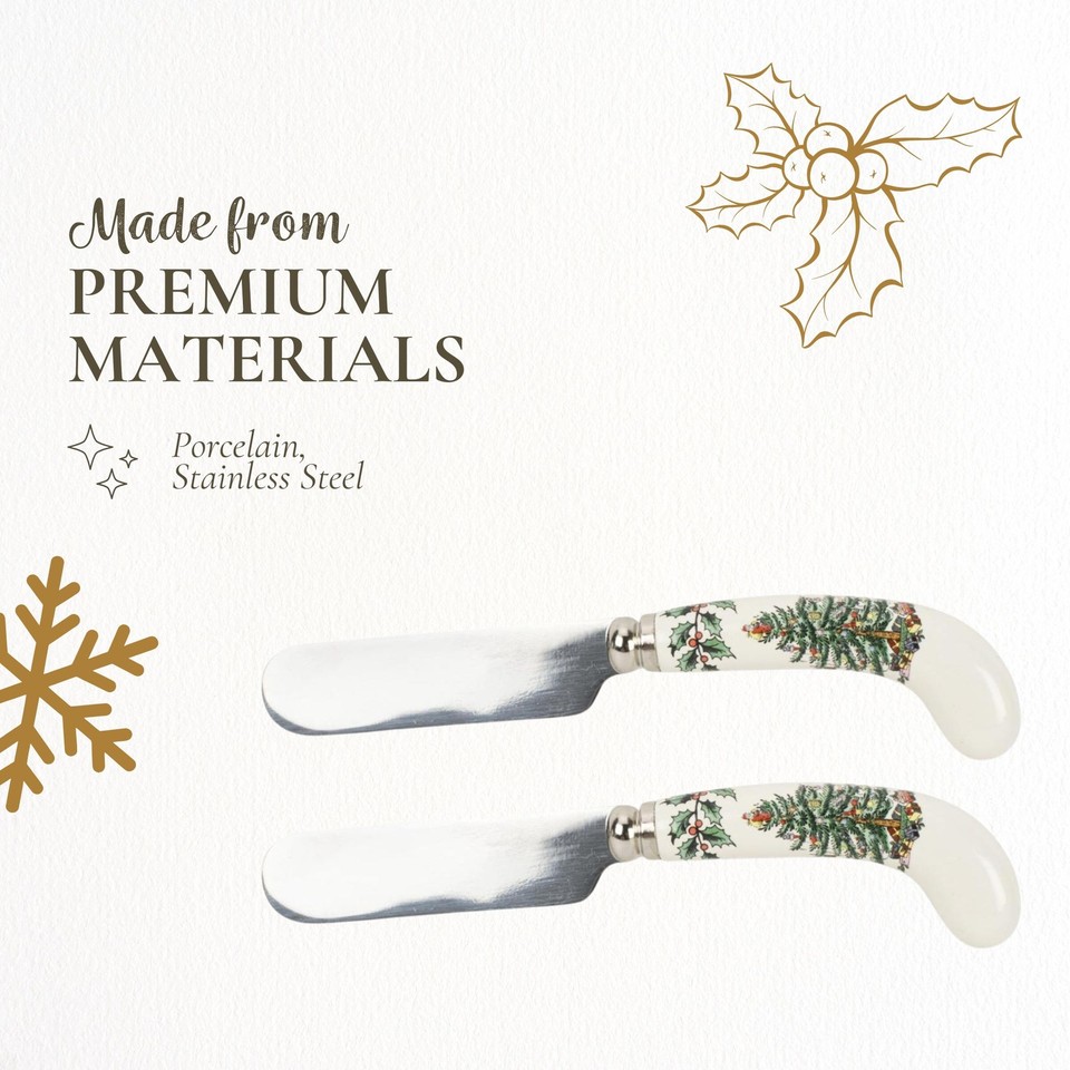 Spode Set of 4 Christmas Tree Cheese Spreaders - 4.75" Stainless Steel ...