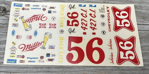Vintage Miller Beer 56 Jim Hurtubise Sheet Nascar Model Car Decal | eBay