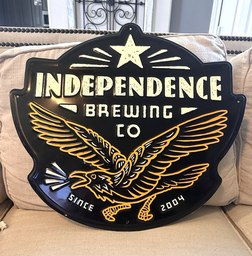 INDEPENDENCE Brewing LARGE BEER Sign METAL Tin Tacker 24X21" EAGLE ...
