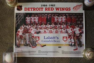 VINTAGE DETROIT RED WINGS 1986-87 TEAM PHOTO POSTER STEVE YZERMAN RARE ...
