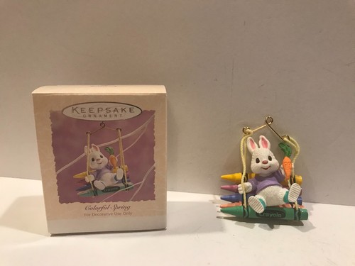 Hallmark Keepsake Ornament 1994 Colorful Spring - Bunny on Crayon Swing ...