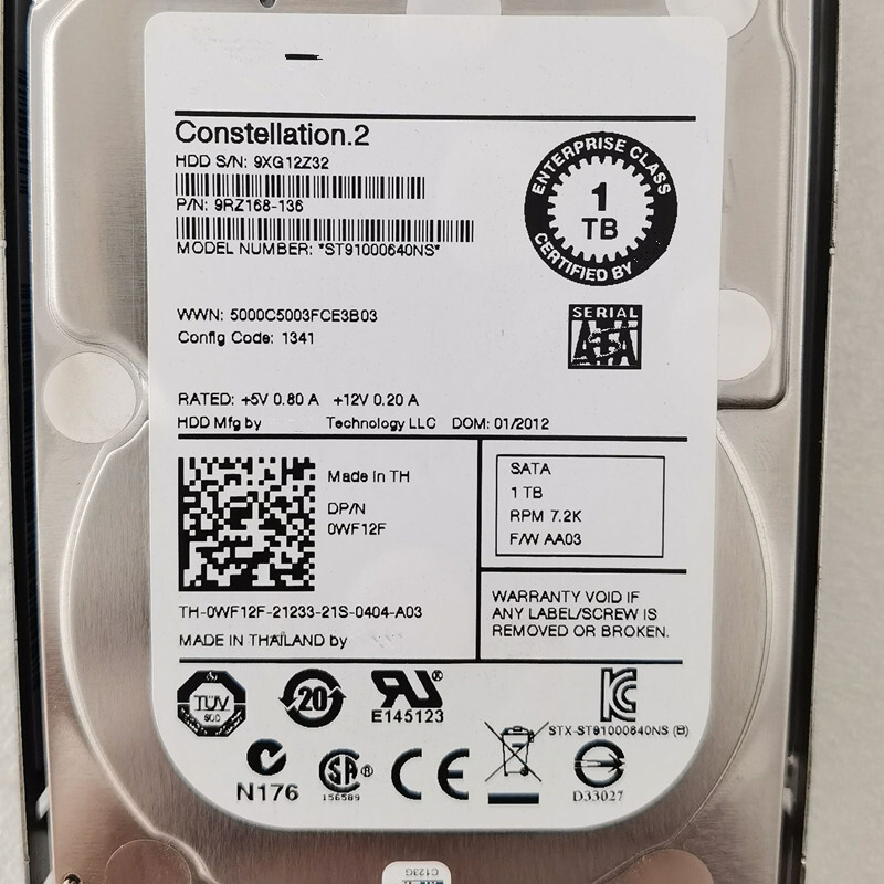 HDD for DELL WF12F 0WF12F LENTERPRISE CLASS 1TB 7.2K SATA 2.5 6G ...