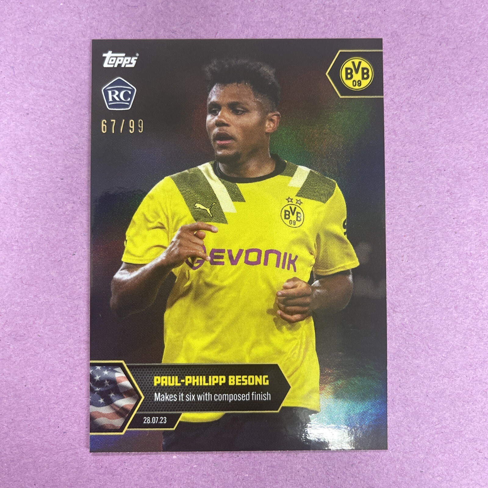 2023 Topps Now Paul-Philipp Besong #6 RC Rookie-BLACK FOIL 67/99 BVB ...