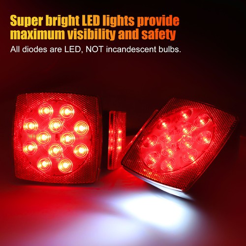 Rear LED Submersible Square Trailer Tail Lights Kit Boat Truck ...