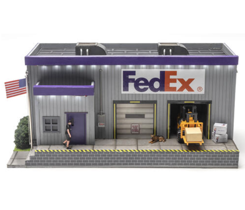 O Scale Freight Building Prelit Fedex Building Sign Figures Animated ...