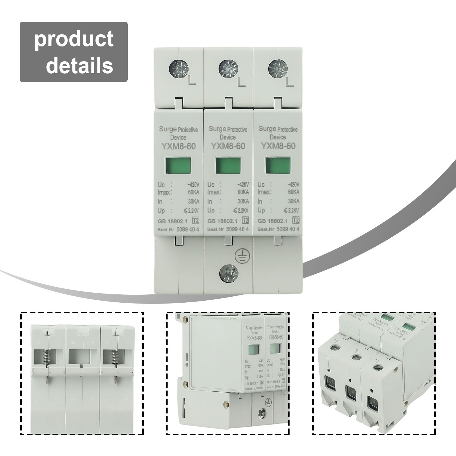 Modular Surge Protective Device for Surge Protection 3P 30KA60KA 420VAC ...