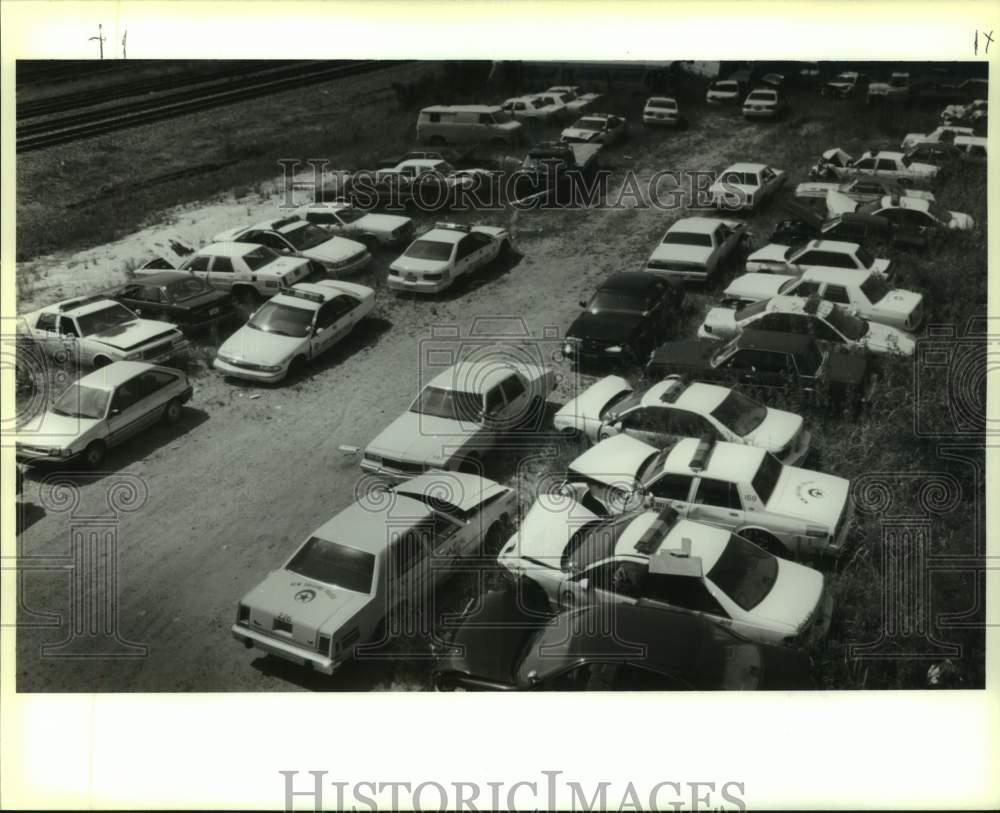 1993 Press Photo Trashed Police Cars in Storage Yard by Franklin ...