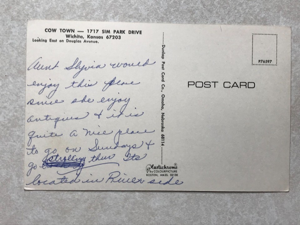 F2389 Postcard Cow Town Wichita Kansas KS sim park drive | eBay