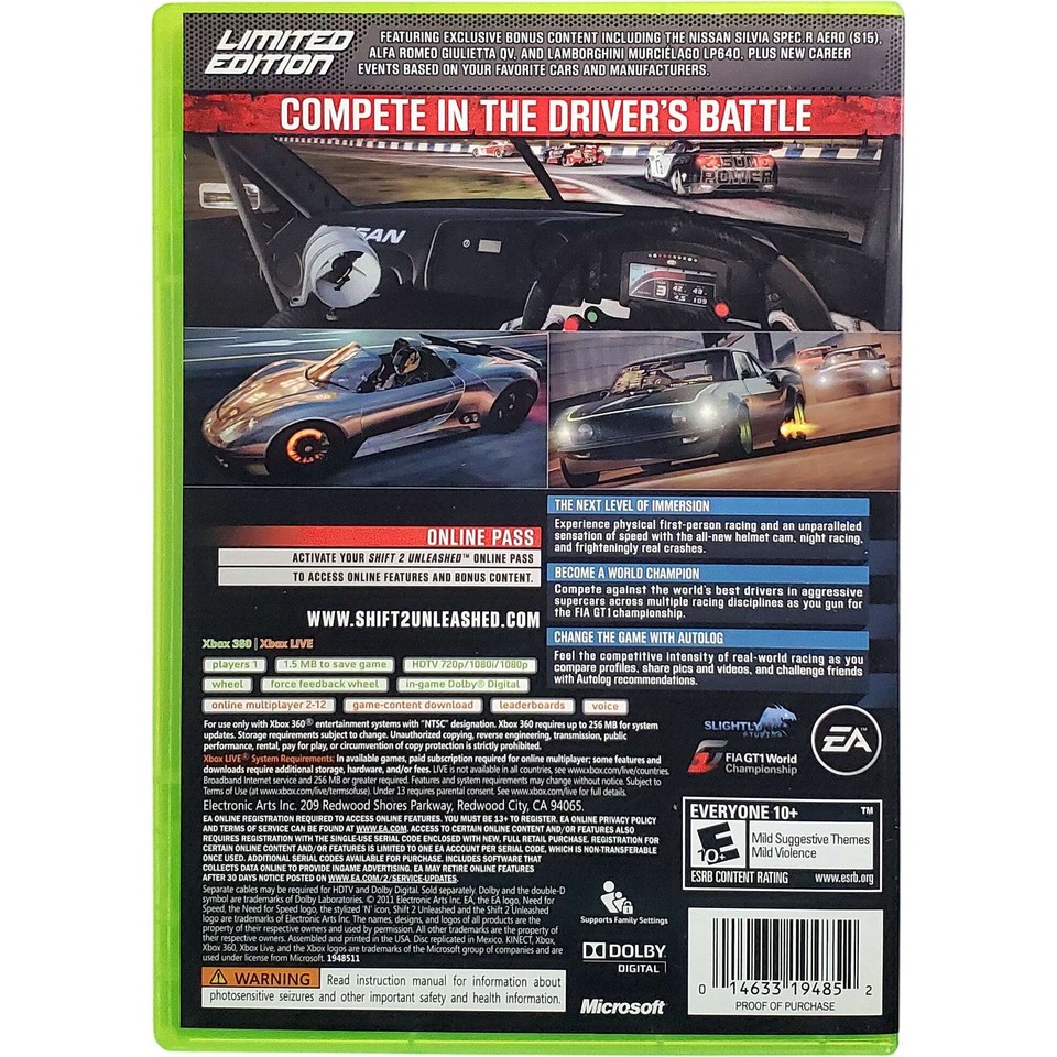 Shift 2 Unleashed Limited Edition - Microsoft Xbox 360 Pristine Tested ...