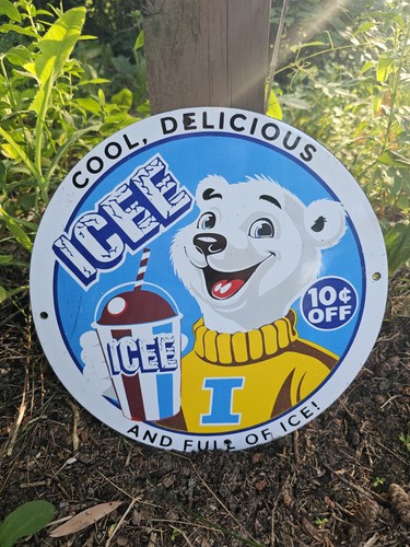 1960'S VINTAGE ICEE HEAVY PORCELAIN ADVERTISING SIGN COKE, PEPSI ...