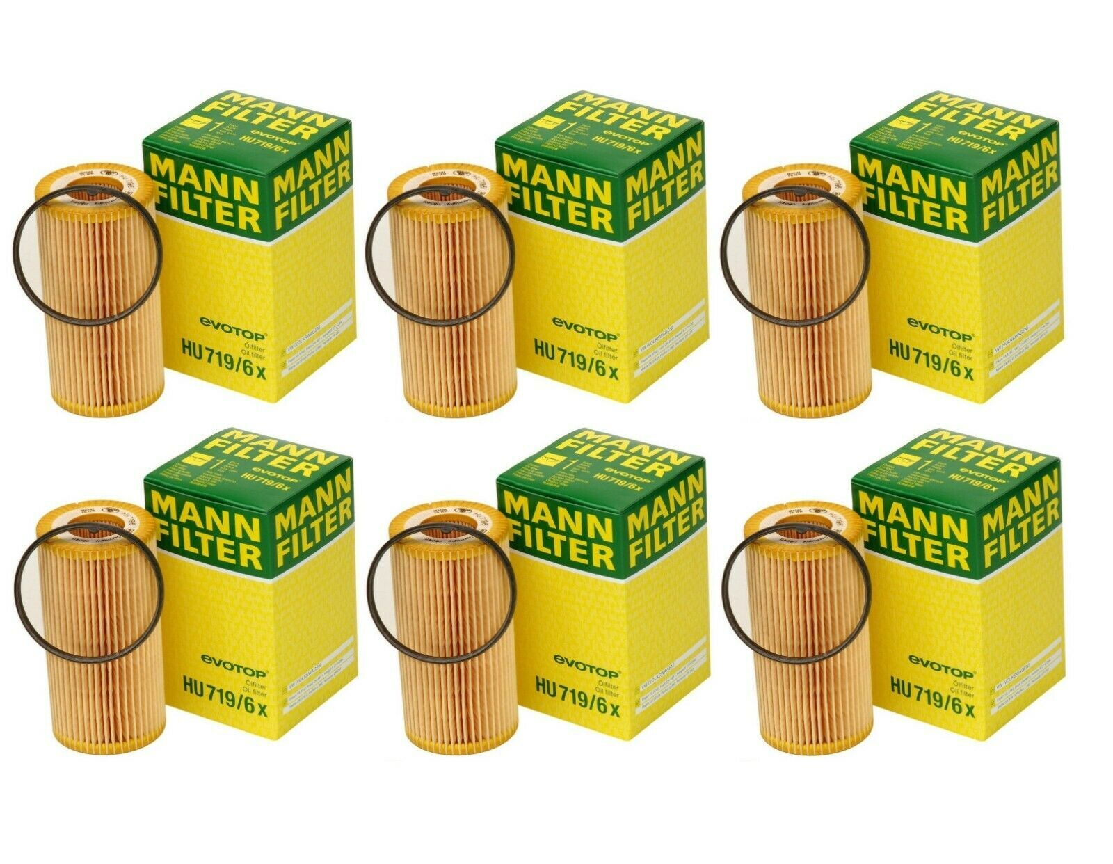 Set of 6 Engine Oil Filters Mann For VW Beetle Bora Eos Golf Jetta Audi ...