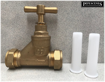 Brass 20mm Stopcock Tap for Blue MDPE Water Main Pipe with 2 x Pipe ...