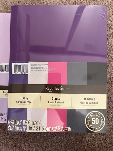 Recollections Cardstock 8 1/2" x 11" 50 Sheets 65 lb 5 color SASSY New ...
