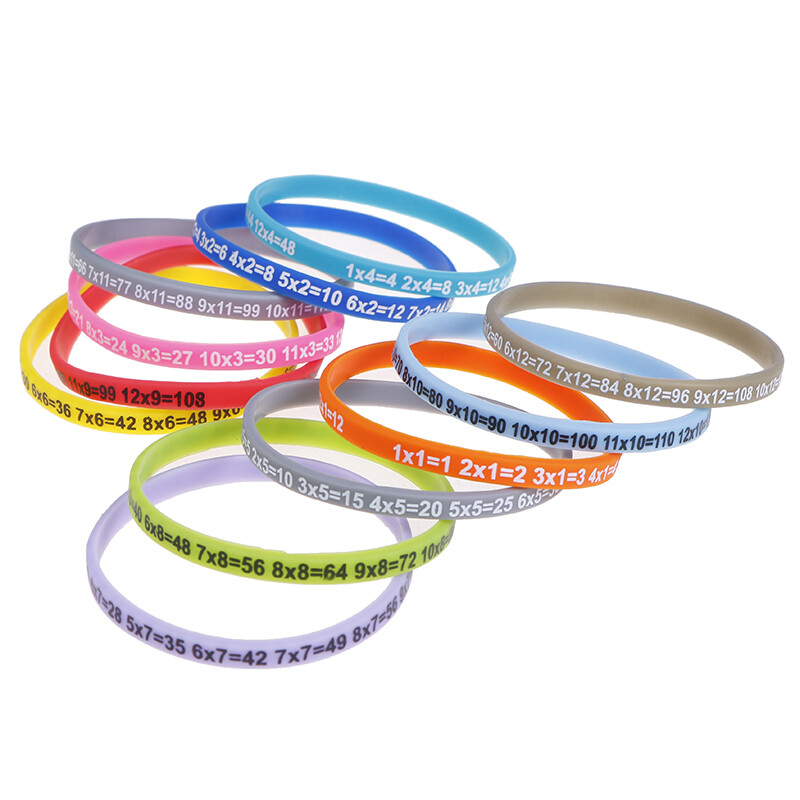 12Pcs/Set Multiplication Tables Silicone Bracelet Learn Math Education ...