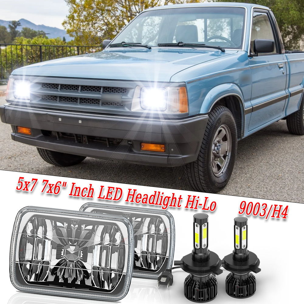 Pair white 5x7'' 7X6" LED Headlight Halo DRL Headlamp Fit Mazda B2200 ...
