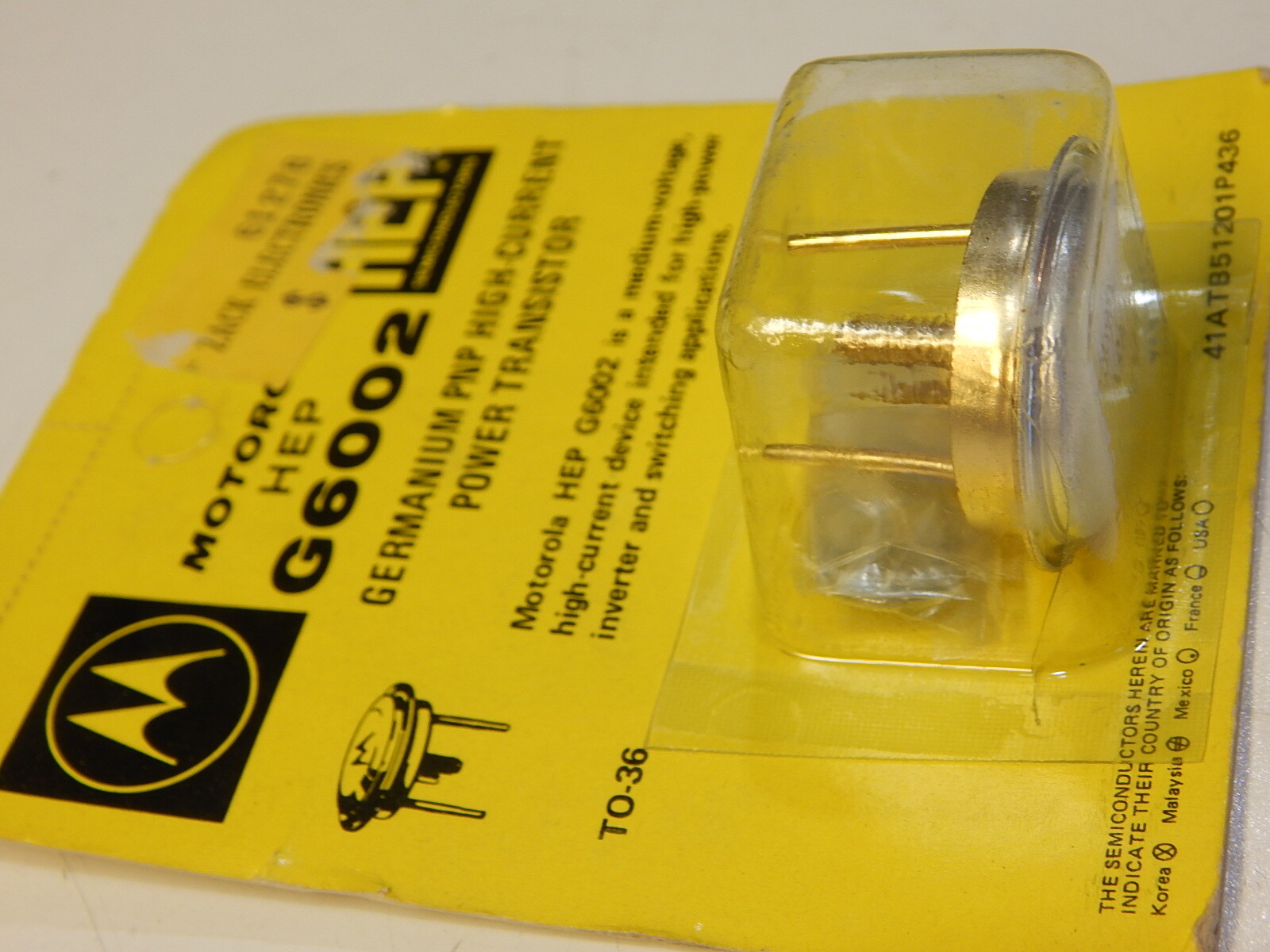 MOTOROLA HEPG6002 G6002 NTE28 TRANSISTOR PNP GERMANIUM AMP TO-68 for ...