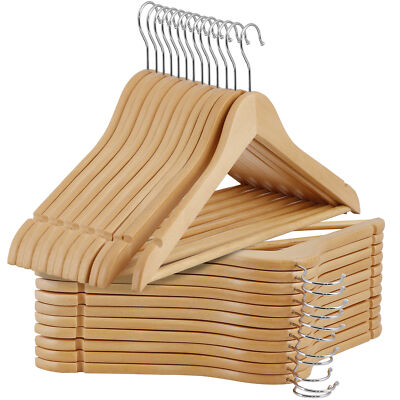 Wooden Hanger 50 Pack Flocked Clothes Hangers Non Slip W/ 360 ...