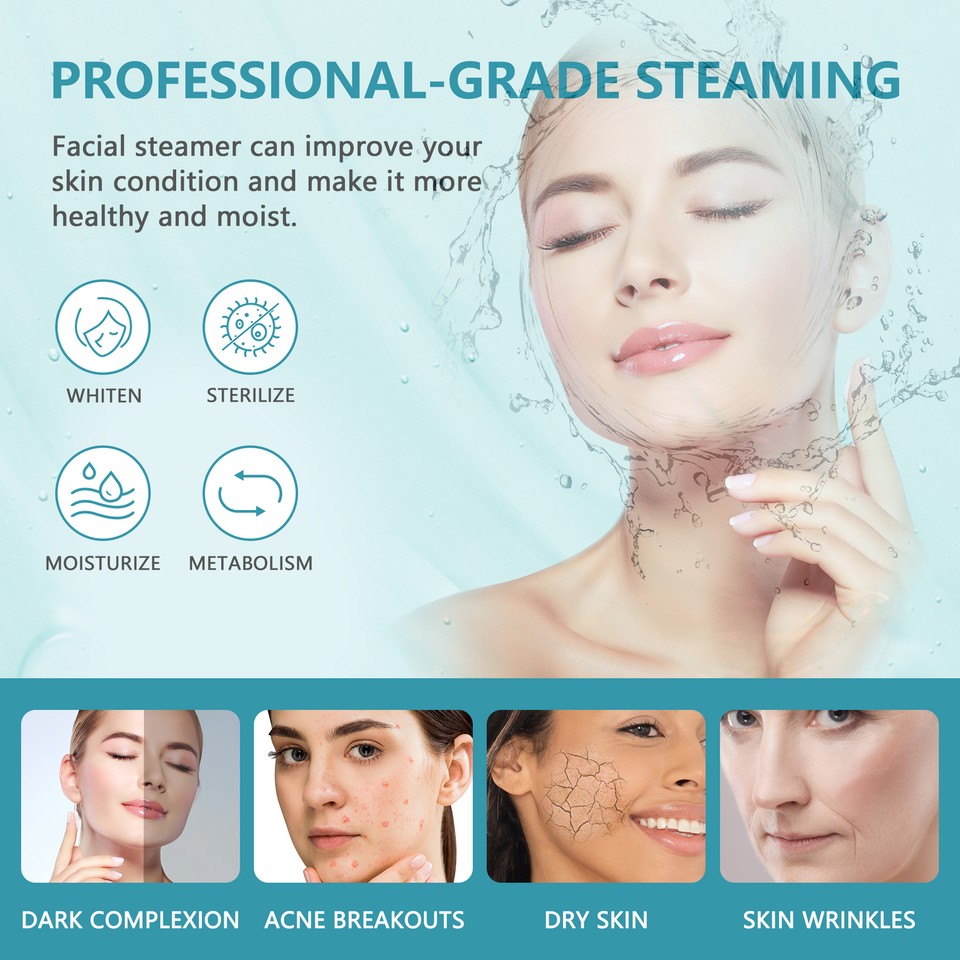 Facial Steamer UV Hot Ozone Beauty Equipment Rolling Base Spa Salon ...