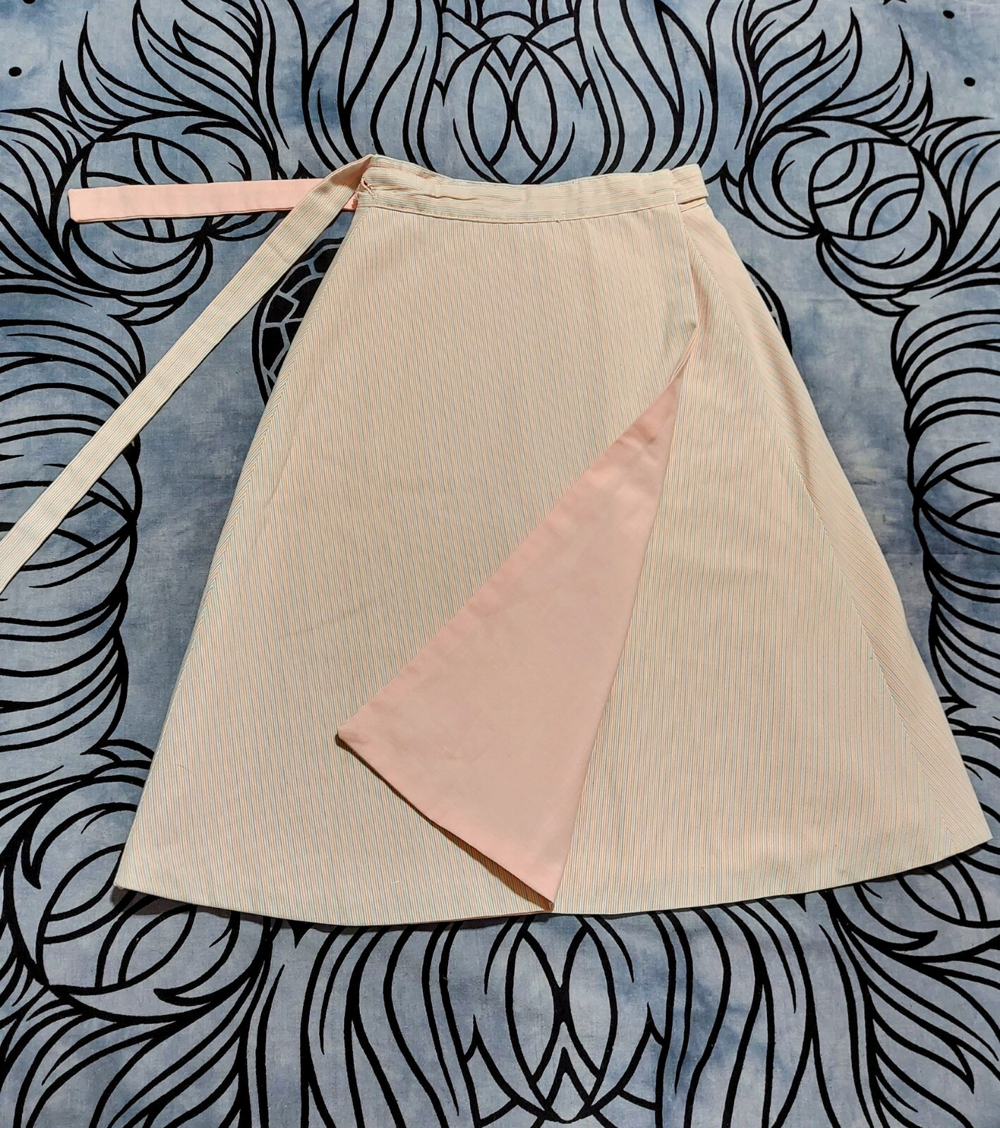 Vintage Reversible Wrap Skirt Vtg 60s 70s Midi Stripe… - Gem