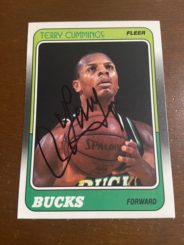 1988-89 Fleer Basketball Terry Cummings Autographed #74 88 Milwaukee ...