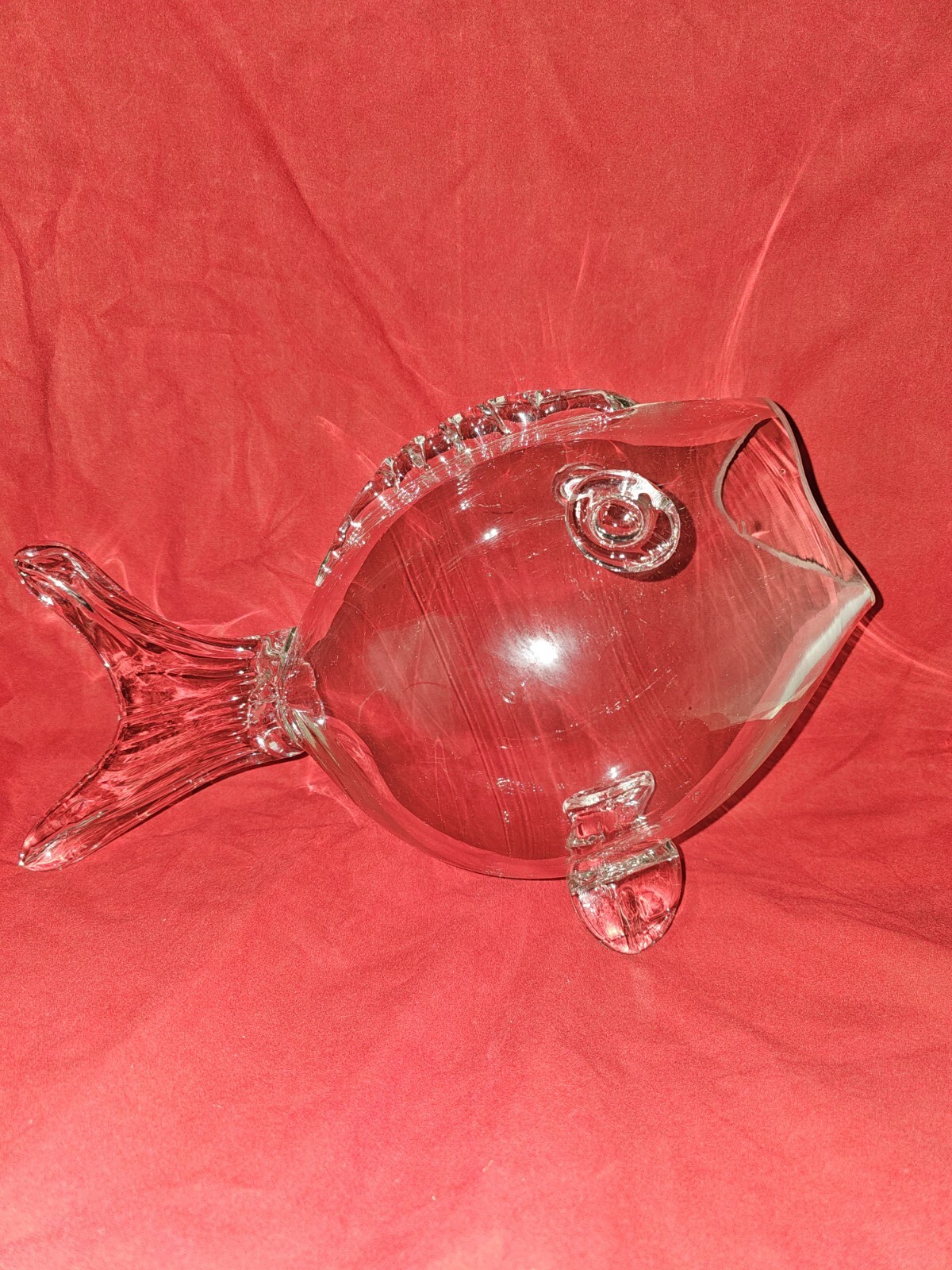 Vintage Clear Glass Fish Shaped Bowl Jar Large Heavy Vase Terrarium EUC ...
