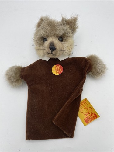 Steiff plush Wolf fox hand puppet #6473/27 Knopf im Ohr 11" tag vintage ...