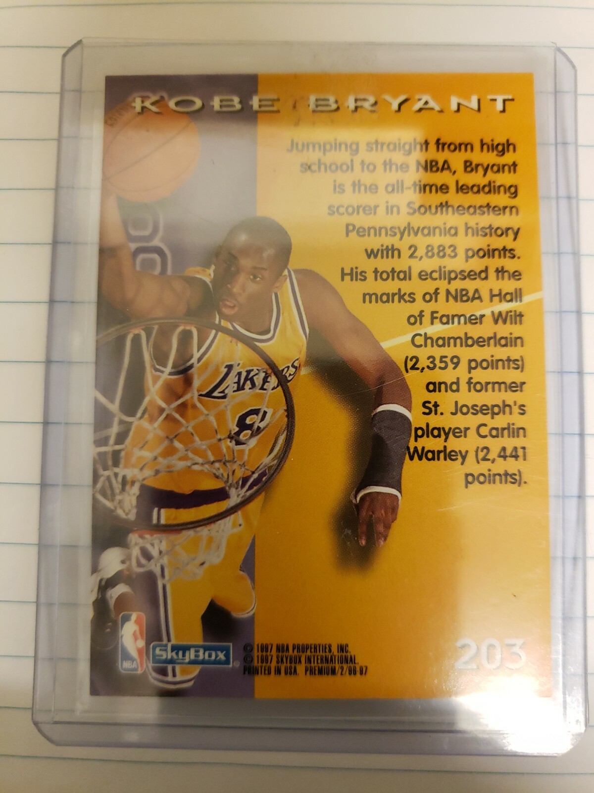 1996 - 1997 Fleer Kobe Bryant Los Angeles Lakers #203 Basketball Card ...