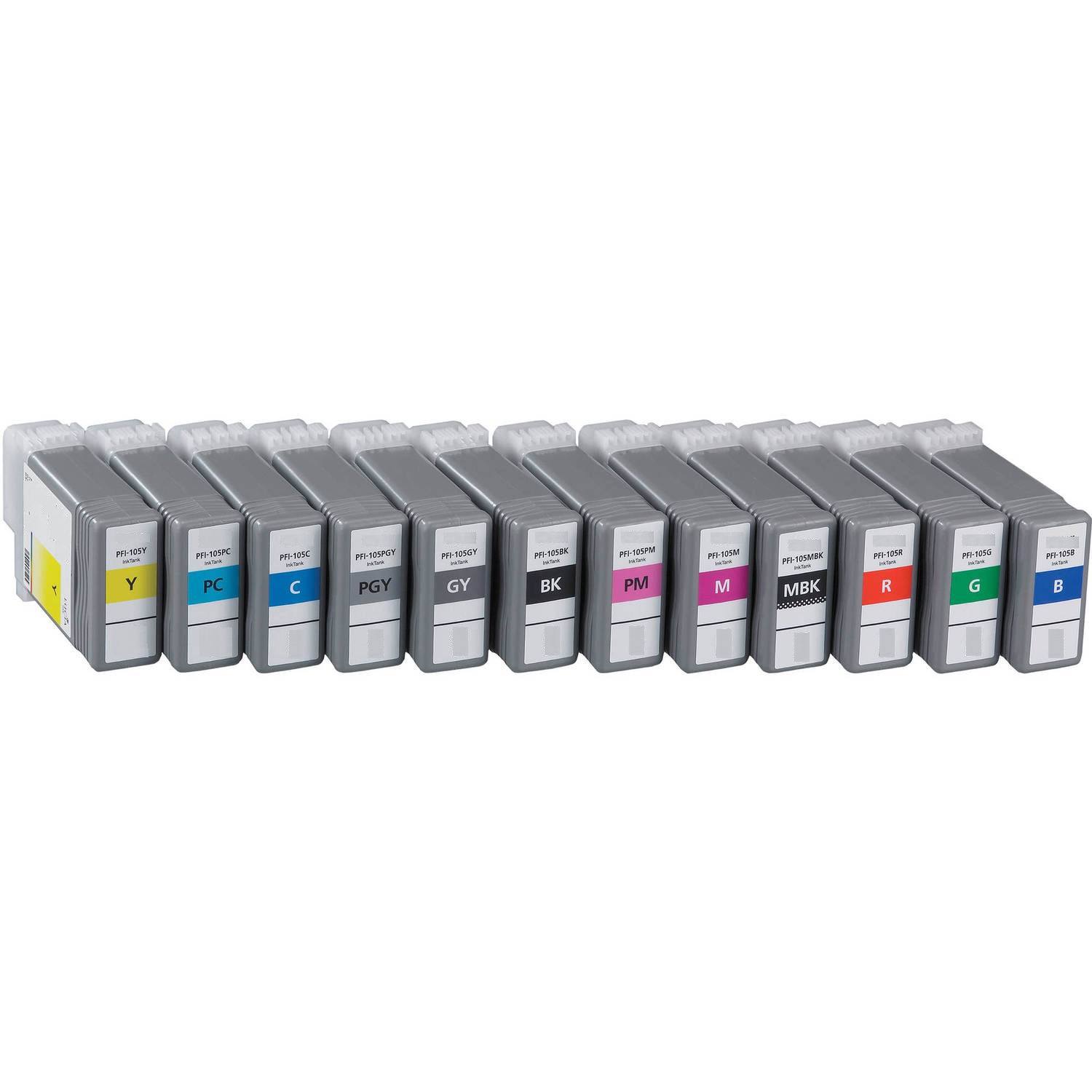 12 Packs Compatible Cartridge for canon PFI-105 Ink ipf 6300s 6300 6350 ...