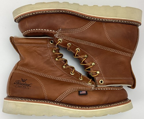 Thorogood 814-4200 Men's 6" Leather Moc Soft Toe Work Boots Brown Size ...