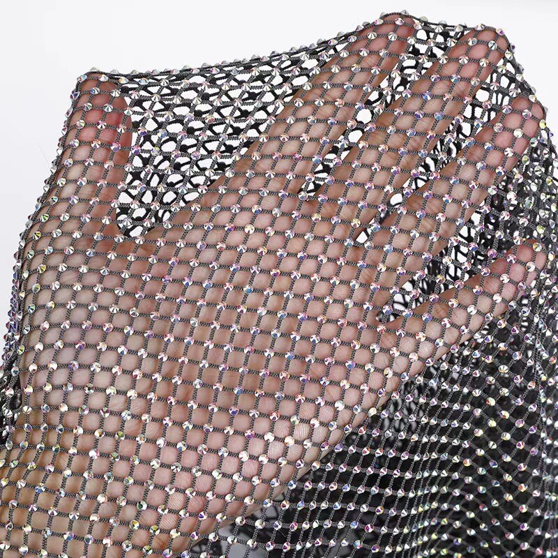 Glitter Fabric Crystal Rhinestone Mesh Net Elastic Cuttable for ...