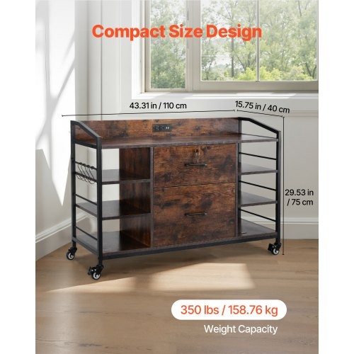 VEVOR 2 Drawers Metal File Cabinet, Lateral Filing Cabinet with Lock ...