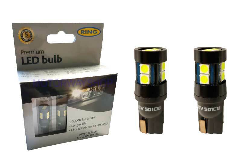 Ring Premium LED Bulbs 12v W5W 501 Ice White 6000k CANbus Error Free ...