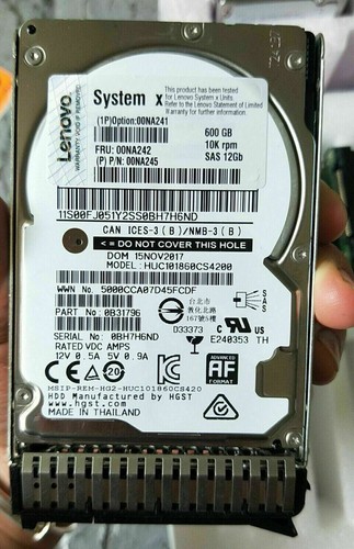 IBM 00NA241 00NA242 00NA245 600GB 10K SAS 2.5'' 12GBPS X3650M5 X6 HARD ...