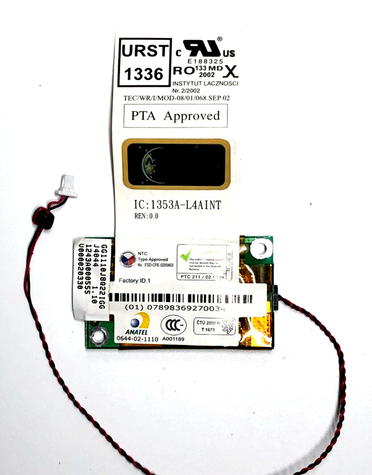 Toshiba Laptop Dial Up Modem Card Anatel 1456VQL4A 0644-02-1110 Mini ...