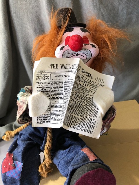 Clown reading Wall Street Journal from 1979, Starched Clothing | eBay