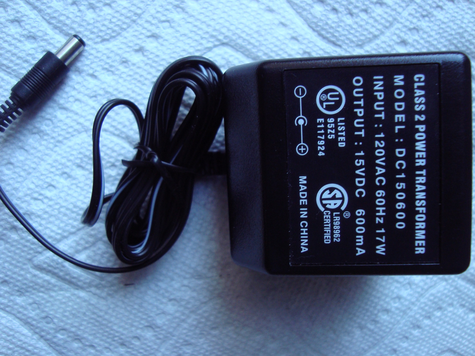 One Class 2 Power Transformer DC50600 Input: 120VAC 60Hz 17W Output ...
