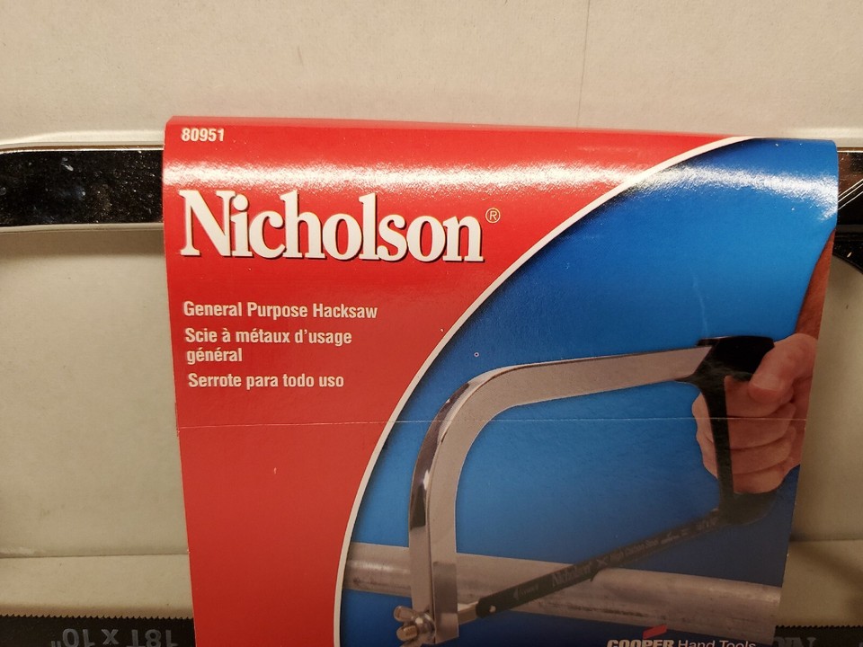 Nicholson General Purpose Hacksaw 10" & 12" Blade Cuts Metal Plastic ...