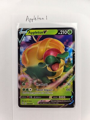 Pokemon Appletun V 026/264 Fusion Strike Pack Fresh NM Mint Toploader ...